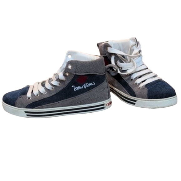 DSQUARED2 | Shoes | Dsquared2 Blue And Gray Suede High Top Sneaker ...